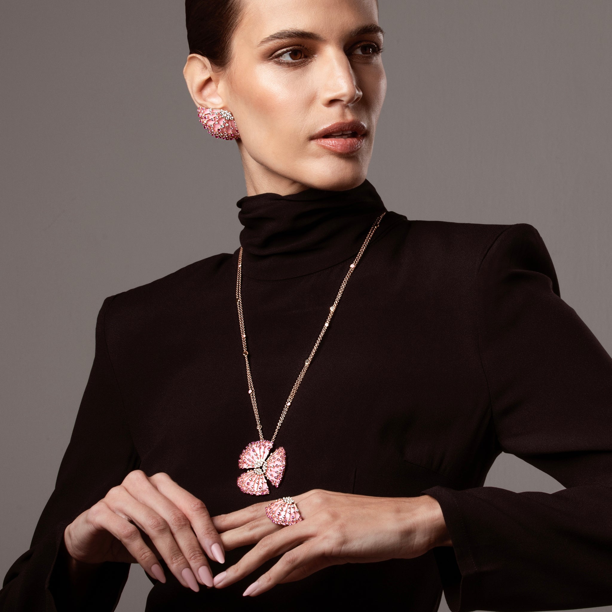Lucciola Pink Enamel Big Pendant | Lucciola Collection | FerriFirenze